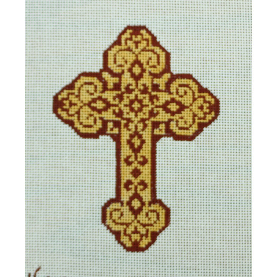 Gold/Maroon Cross – Pocket Full of Stitches