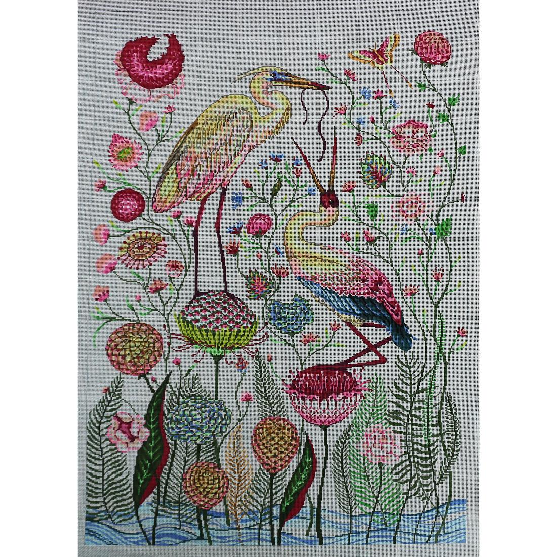 Pink Cranes – Pocket Full of Stitches