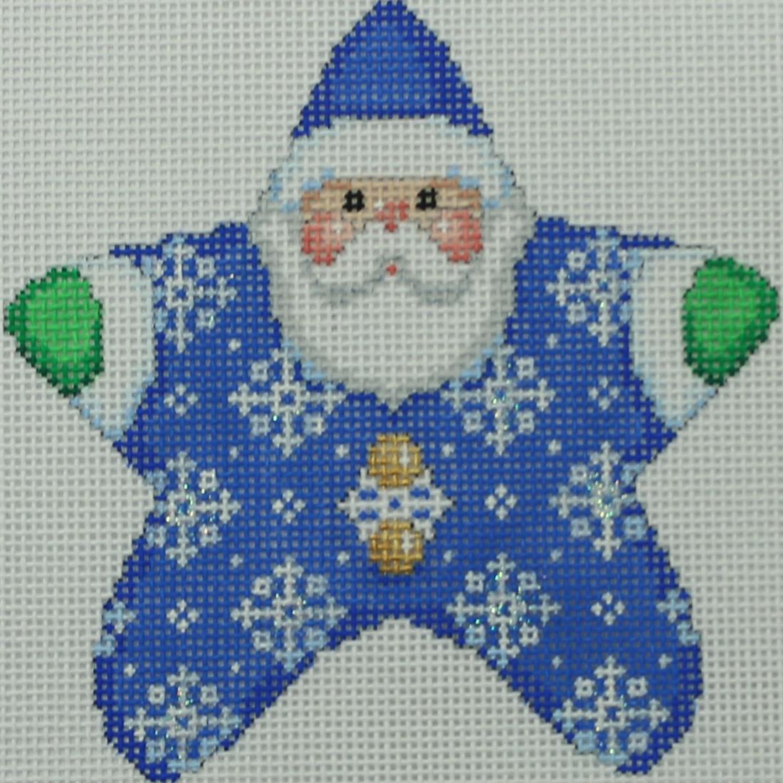 Snowflakes on Blue PJ Santa – Pocket Full of Stitches