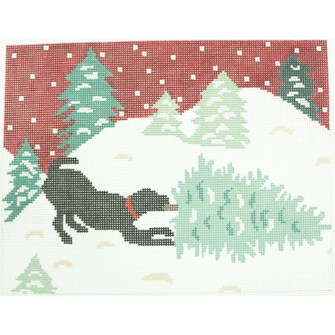 Dog Dragging Tree – Pocket Full of Stitches
